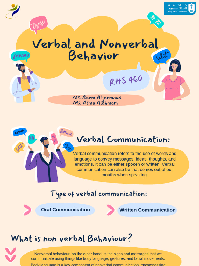 Verbal and Nonverbal Presentation | PDF | Nonverbal Communication ...