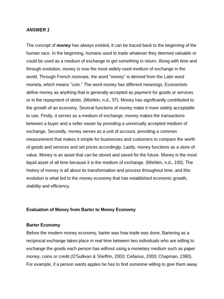 Money & Banking Assignment | PDF | Money | Medium Of Exchange