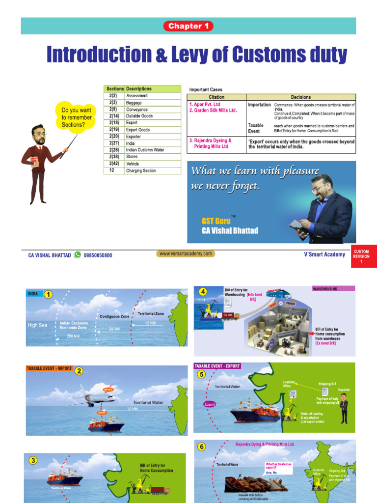 Chapter01 Introdution and Levy of Custom Duty | PDF
