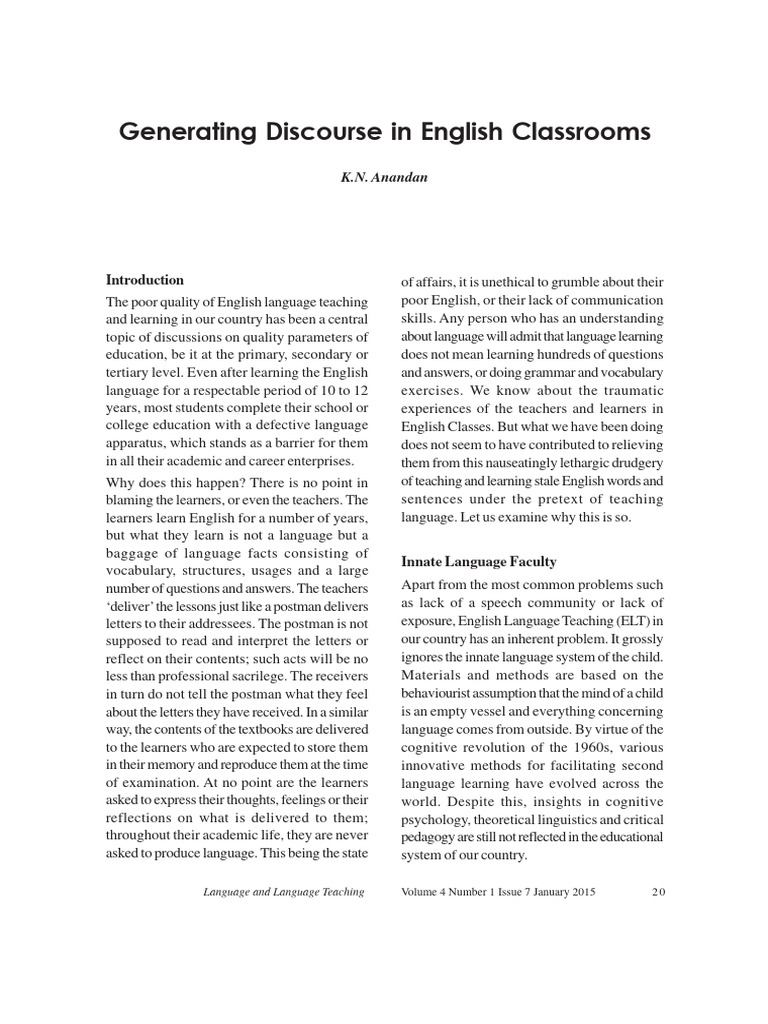 Improving English Teaching Through Discourse | PDF | Pedagogy ...