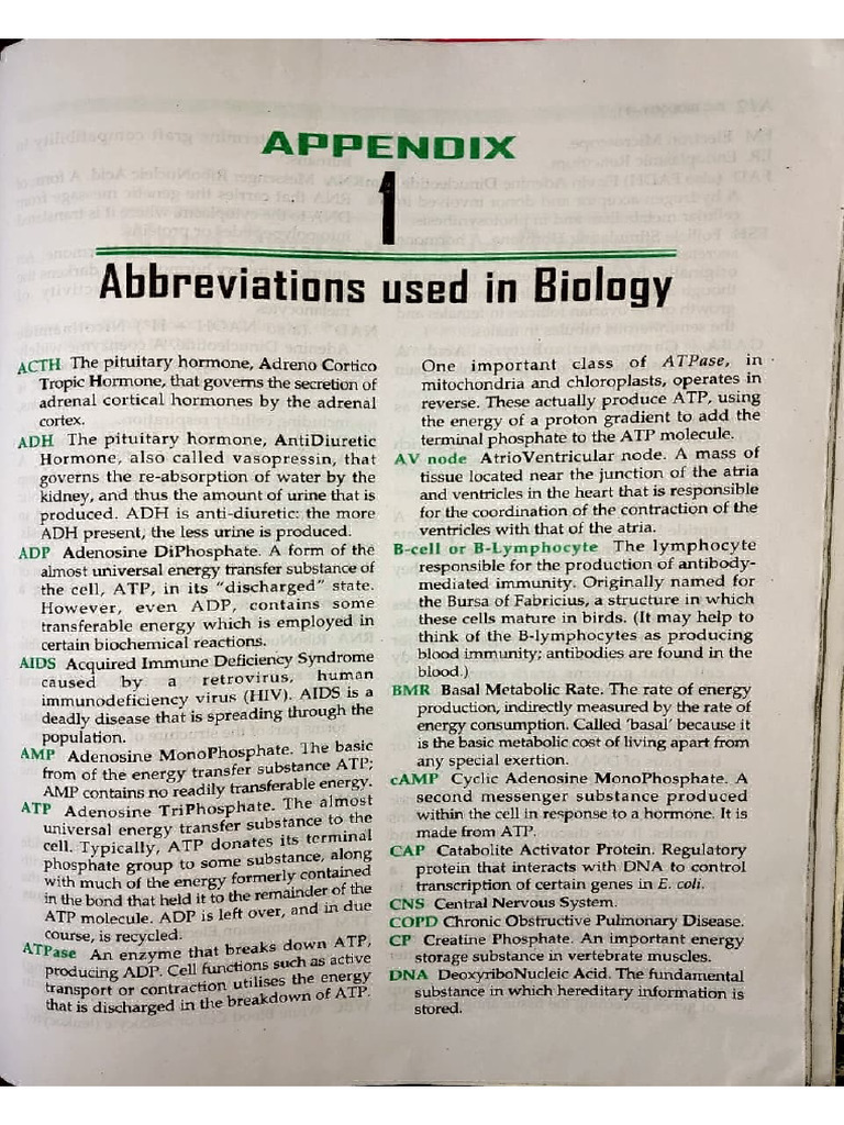 Biology Appendix | PDF