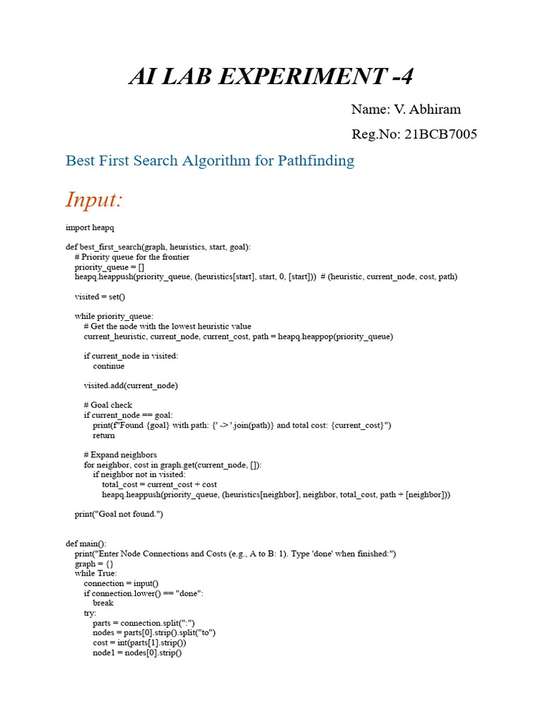 21BCB7005 AI Experiment-4 | PDF | Applied Mathematics | Combinatorics