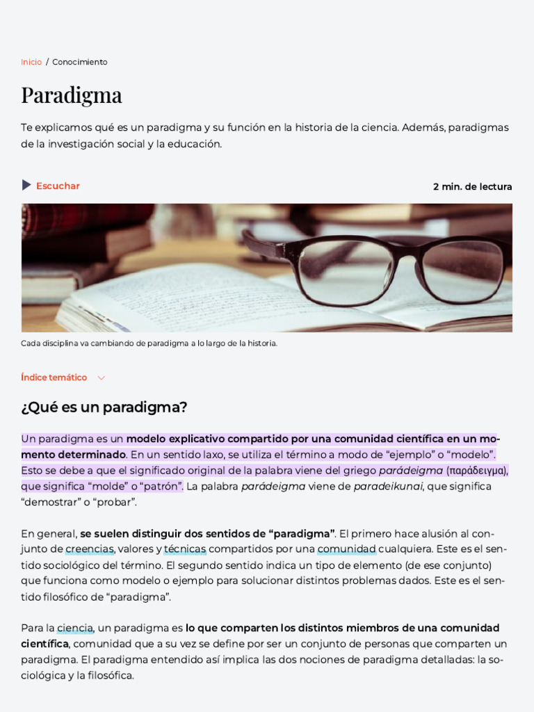 Paradigma - Concepto, Tipos y Características | PDF | Paradigma ...