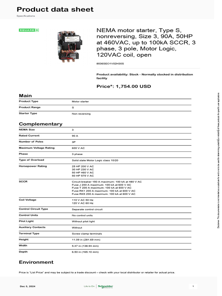 NEMA Type S Motor Starter Details | PDF | Alternating Current | Fuse ...