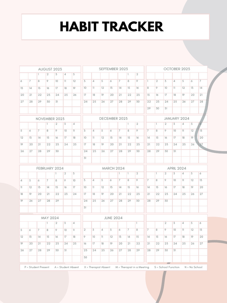 Monthly Habit Tracker 2023-2024 | PDF