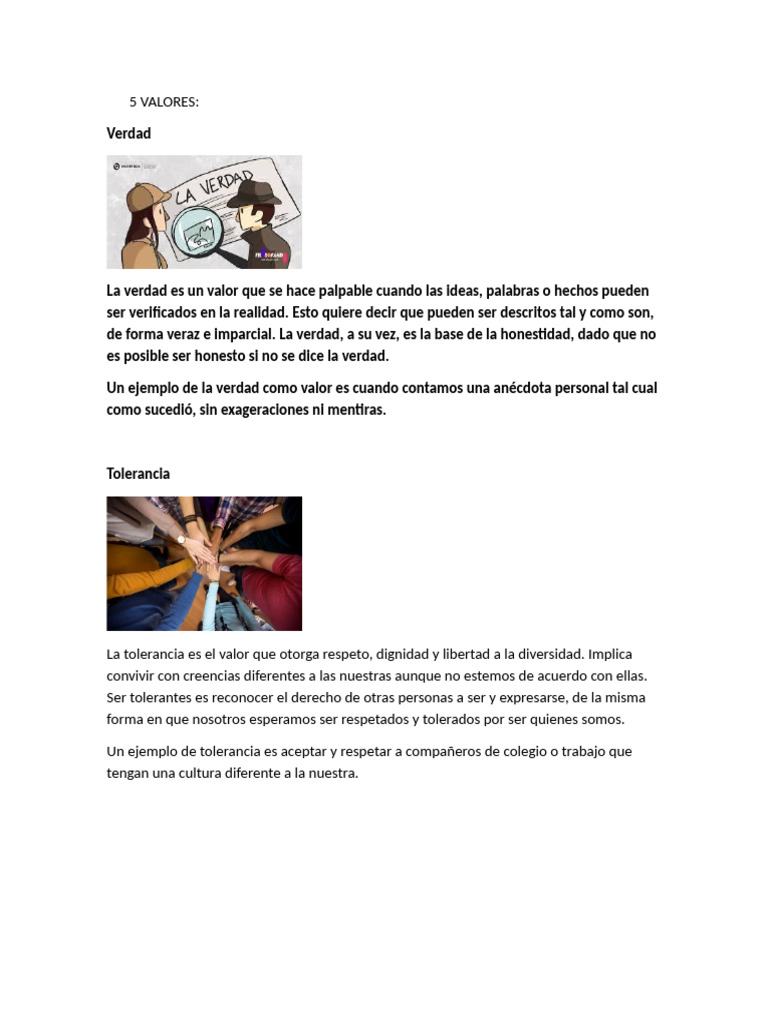 5 VALORES | PDF | Tolerancia | Amor
