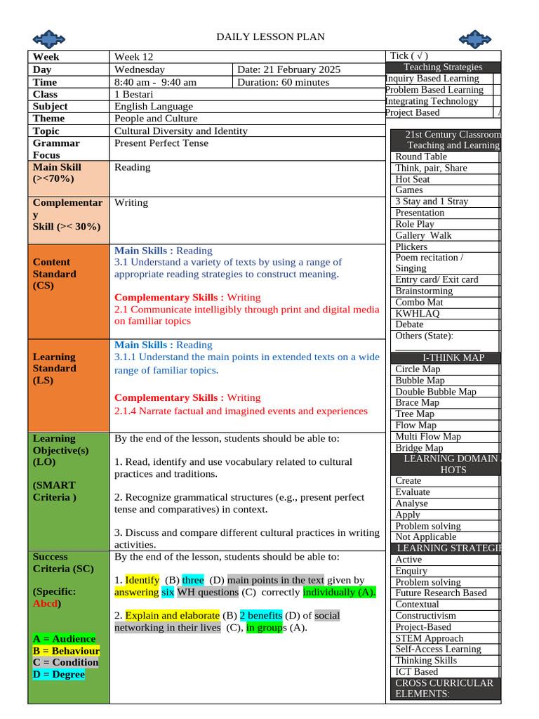 Lesson Plan | PDF | Lesson Plan | Cognition