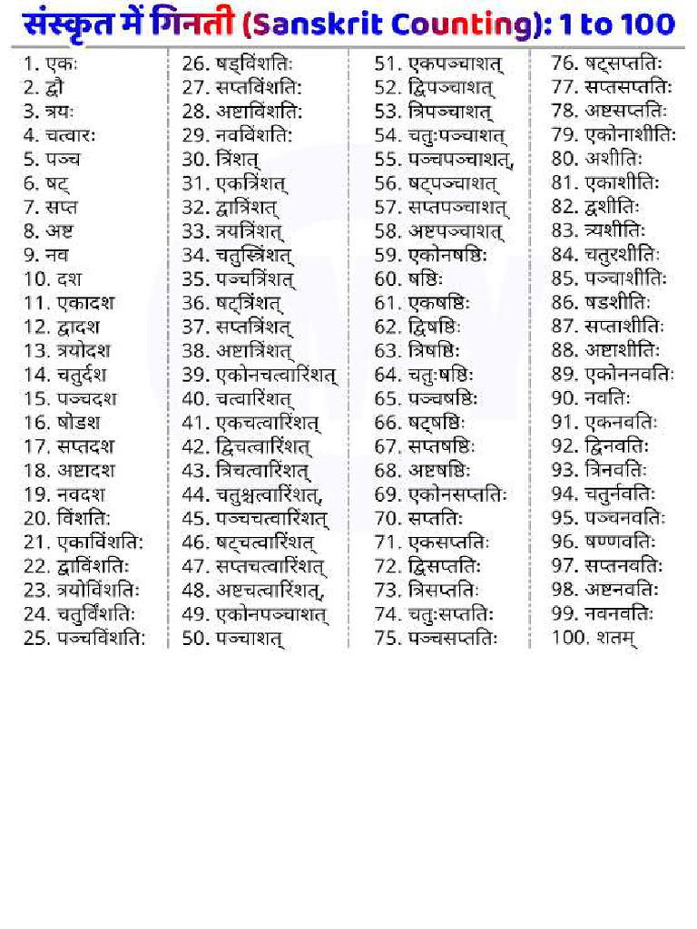Sanskrit Countings | PDF