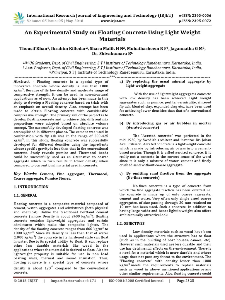 Understanding Floating Concrete Density | PDF | Concrete | Cement