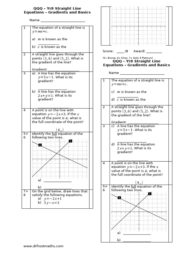 QQQ Yr8 StraightLinesIntroductory | PDF | Line (Geometry) | Physics