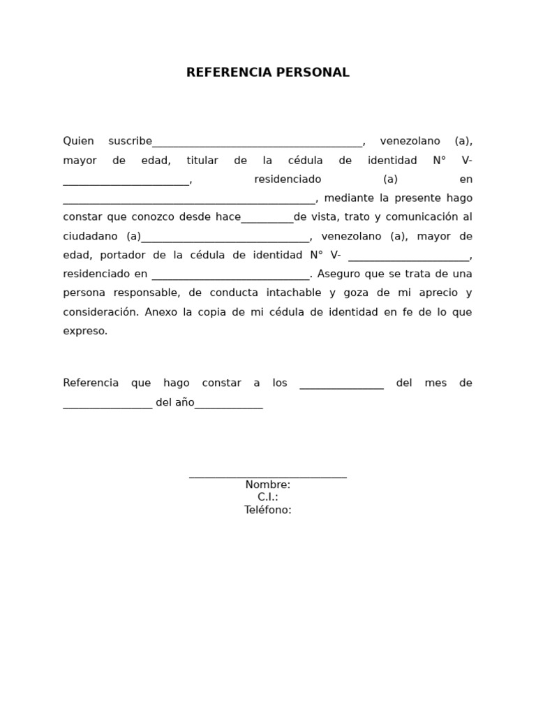 Modelo de Referencia Personal Venezuela | PDF