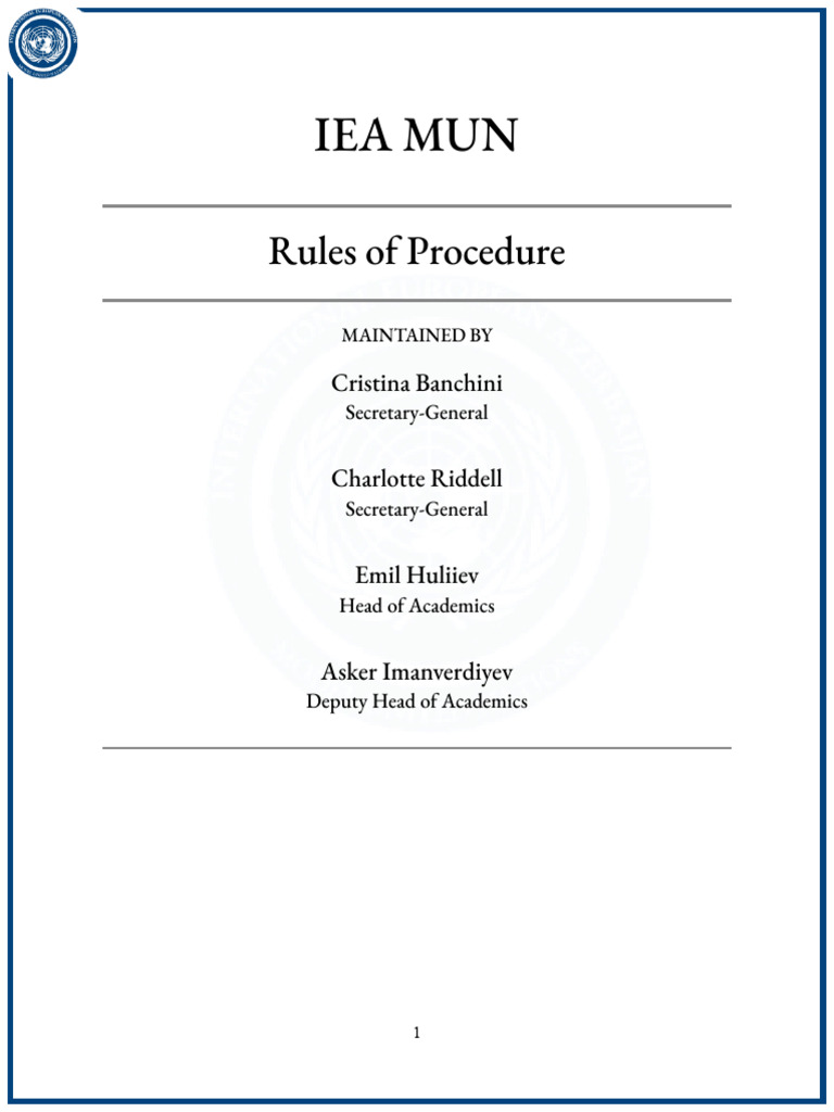 IEA MUN - Rules of Procedure | PDF | Committee | United Nations ...
