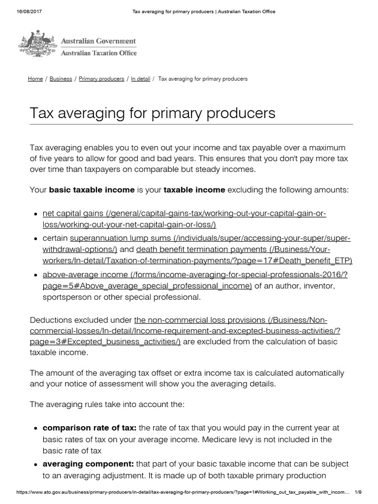 Tax Averaging for Primary Producers Guide | PDF | Taxes | Income Tax