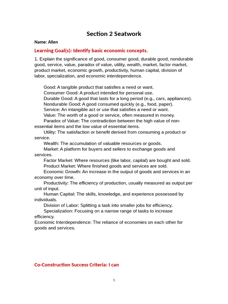 CIA4U-Section 2 Seatwork | PDF | Value (Economics) | Capital (Economics)