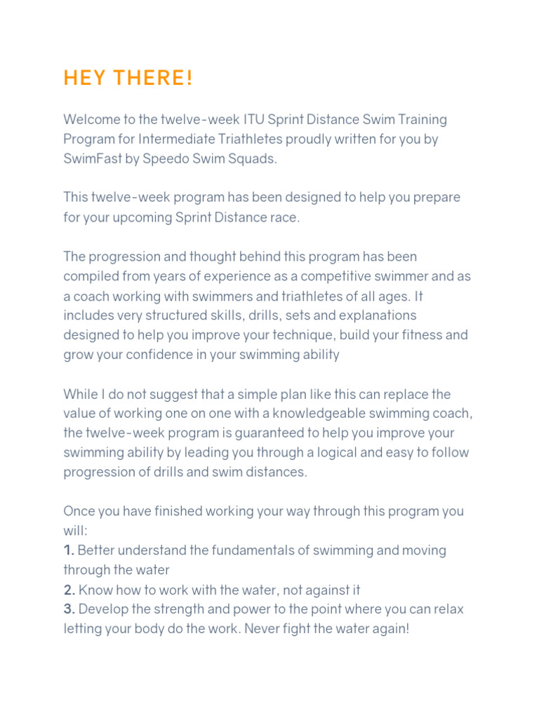 12-Week Sprint Swim Training Plan | PDF | Swimming | Triathlon