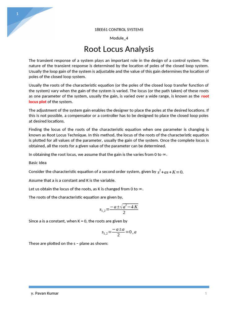 Root Locus Analysis in Control Systems | PDF | Control Theory | Zero Of A Function