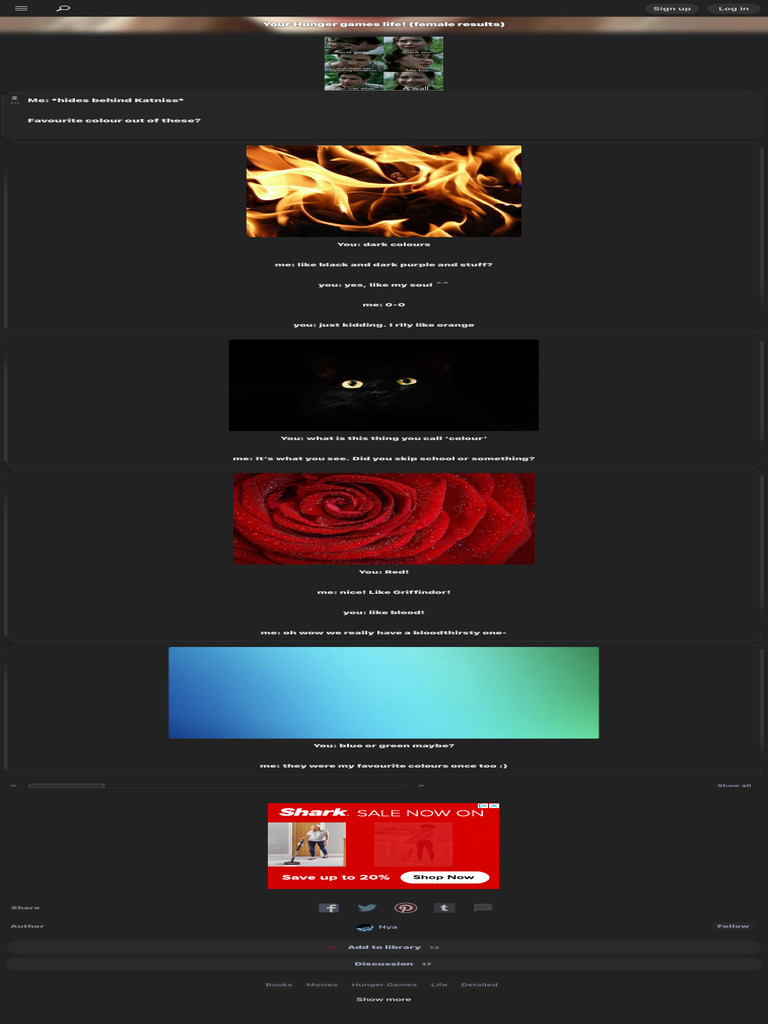 Your Hunger Games Life! (Female Results) - Quiz Quotev | PDF