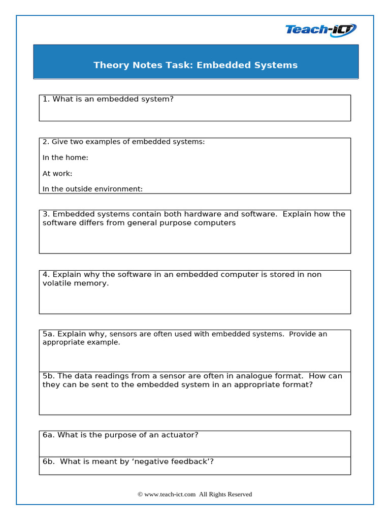 Embedded Systems Worksheet | PDF