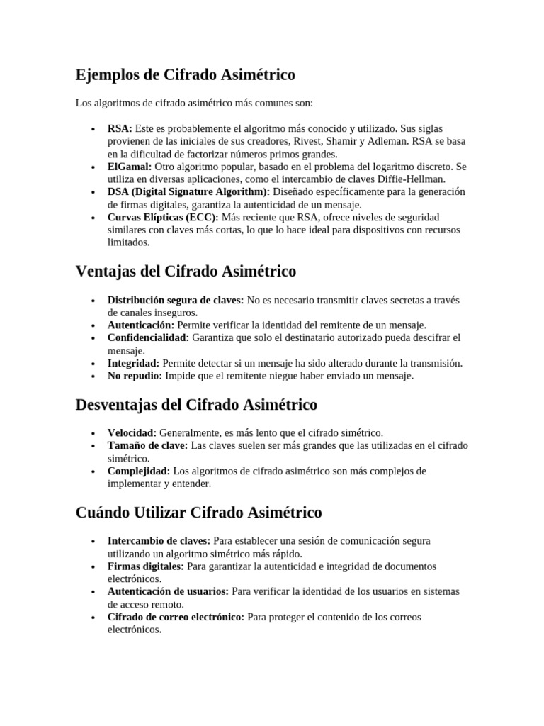 Ejemplos de Cifrado Asimétrico | PDF | Cifrado | Criptografía de clave ...