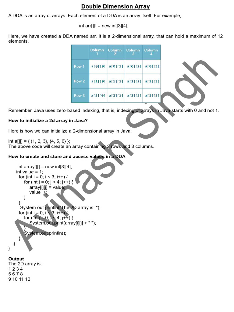 Java 2D Array Guide & Exercises | PDF