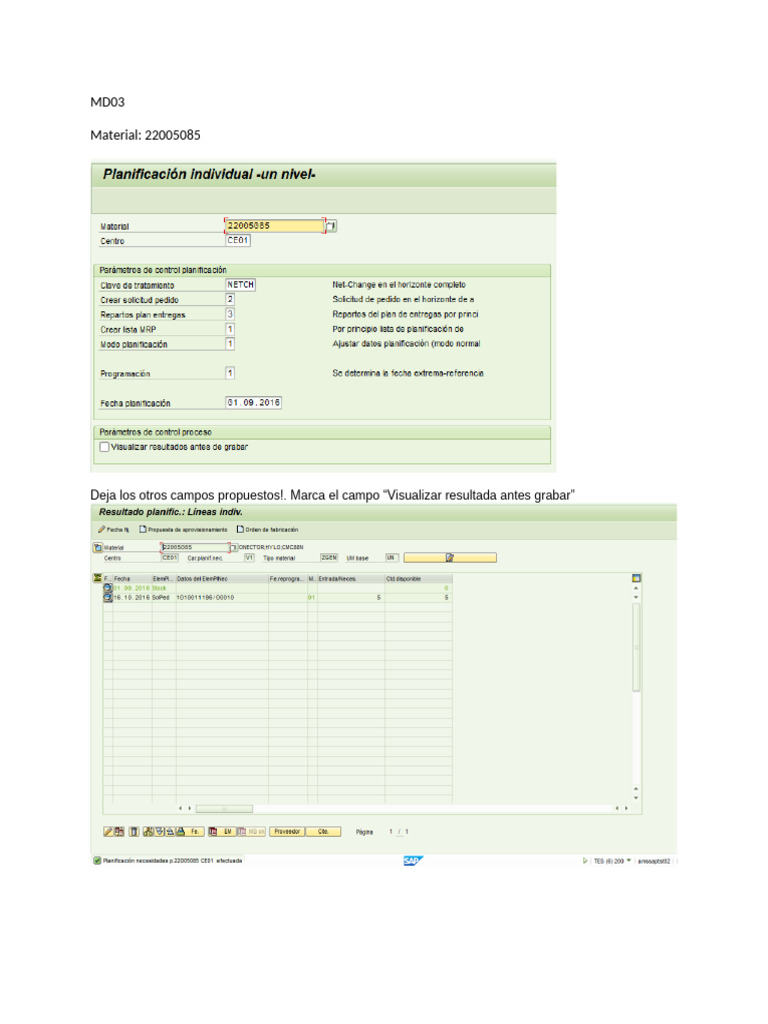 Pruebas MD03 MRP SAP ERP | PDF Pruebas MD03 MRP SAP ERP | PDF