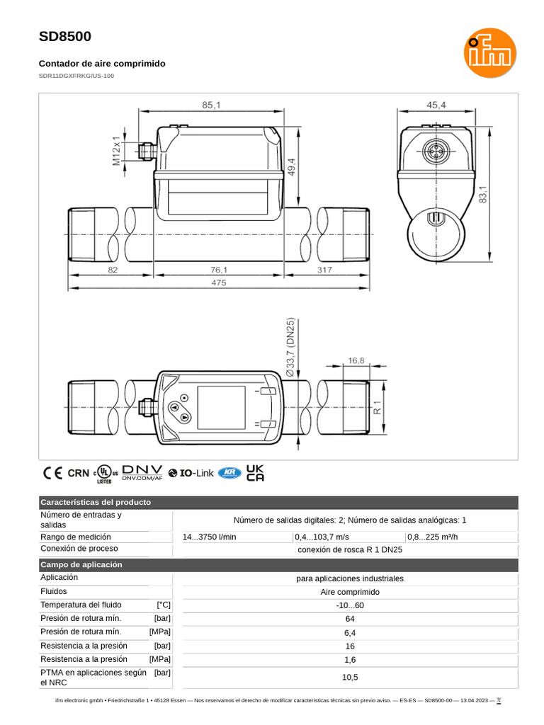 Contador Aire Comprimido SD8500 IO-Link | PDF | Electricidad