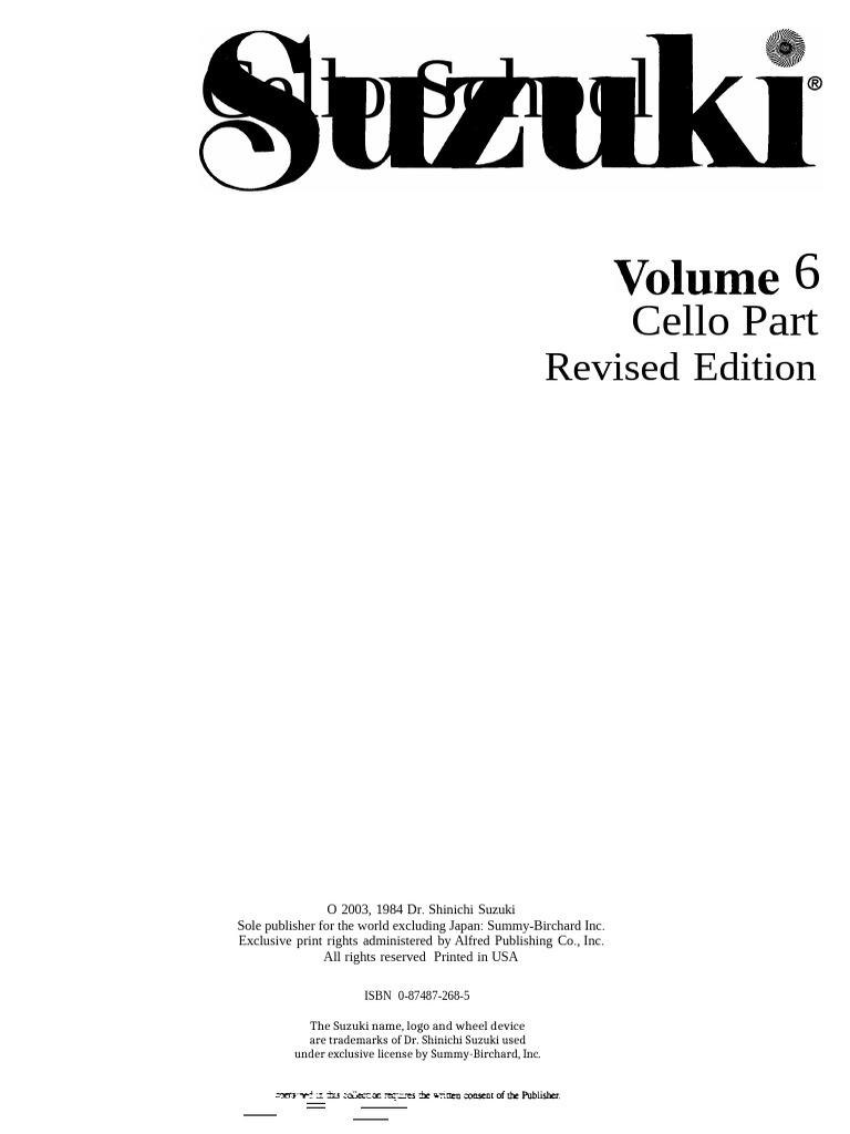 Suzuki Cello School Vol 6 Cello Part Amp Piano Accompaniment | PDF ...
