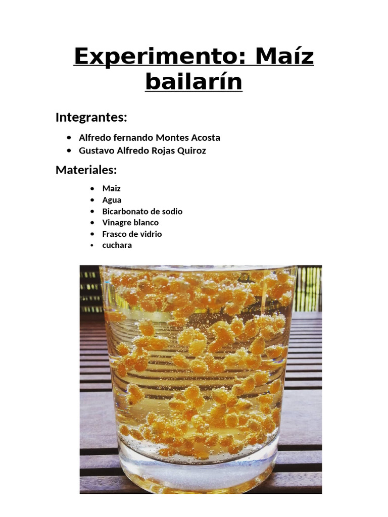 Experimento de Maíz Bailarín | PDF