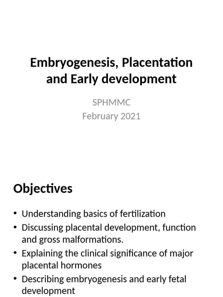 Embryogenesis and Placental Development | PDF | Human Chorionic ...