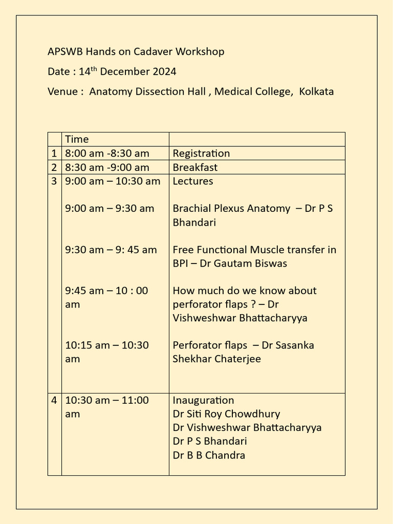 Program Cadaver Workshop Brief - 241209 - 075810 | PDF