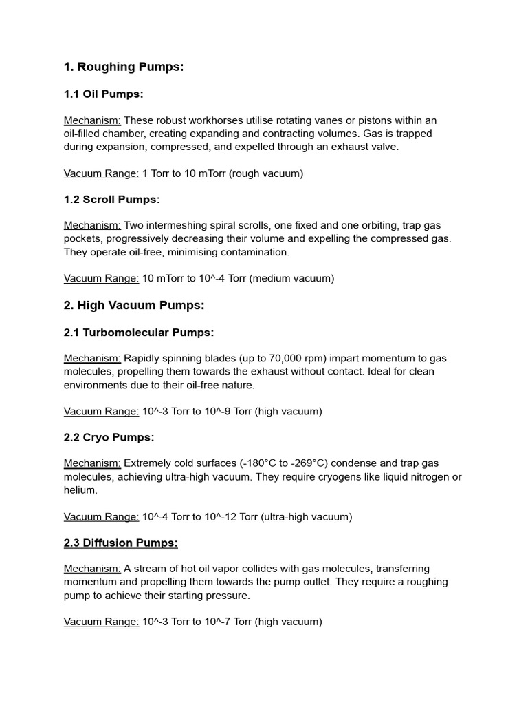 Vaccum Pumps | PDF | Vacuum | Pump