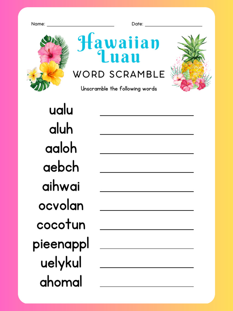 Hawaiian Luau: Ualu Aluh Aaloh Aebch Aihwai Ocvolan Cocotun Pieenappl ...