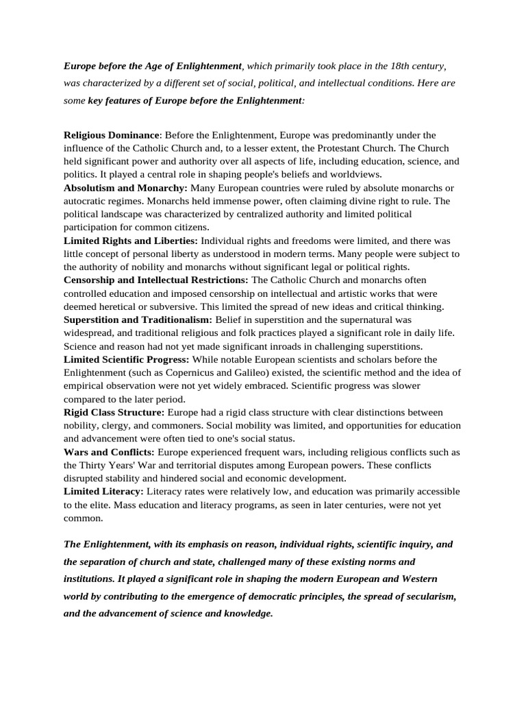 Enlightenment Handout | PDF | Age Of Enlightenment | Voltaire