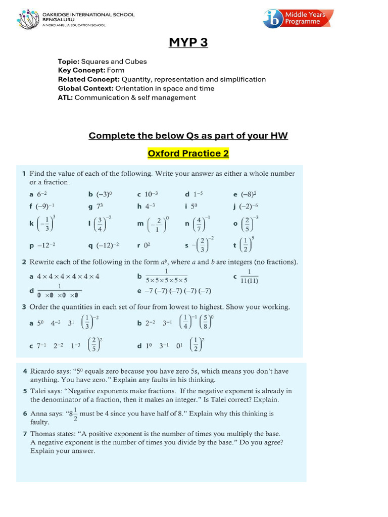 HW#3 Exponents | PDF