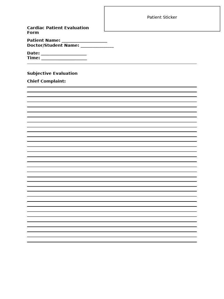 Modified Cardiac Eval Form | PDF | Medical Specialties | Diseases And Disorders