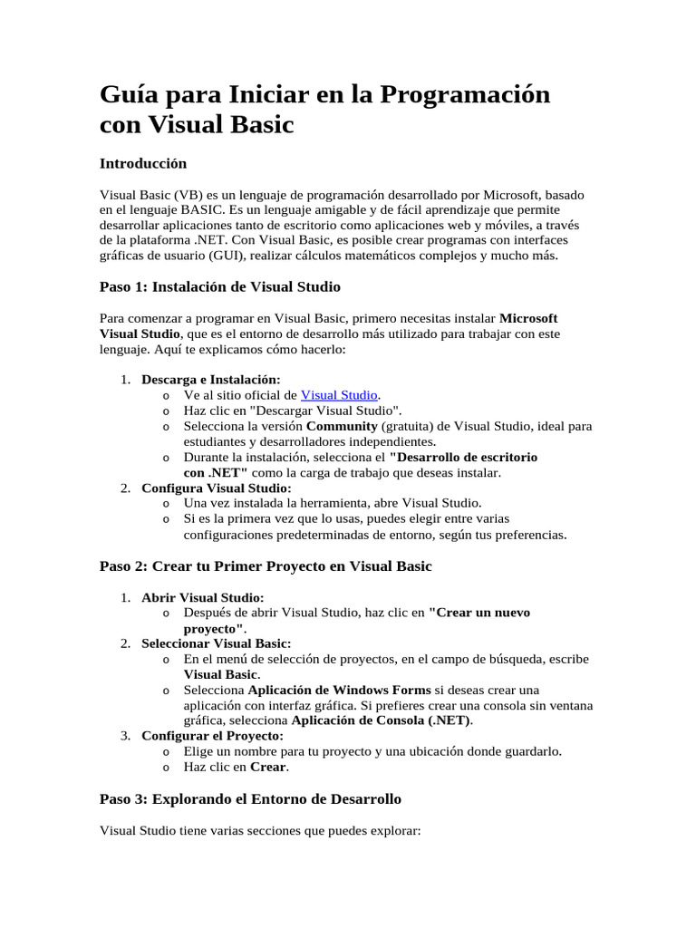 Inicia en Programación con Visual Basic | PDF | Básico | Botón ...