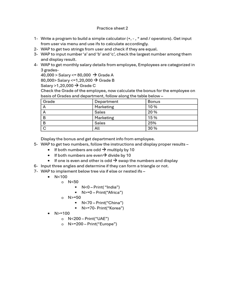 Beginner Programming Exercises | PDF