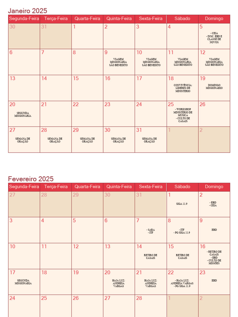 Calendário IBF 2025 | PDF