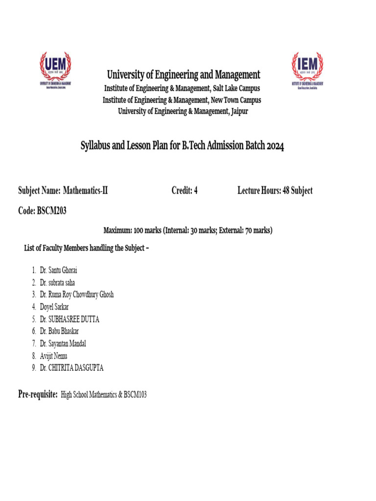 2nd Sem Syllabus | PDF | Linear Map | Diffraction