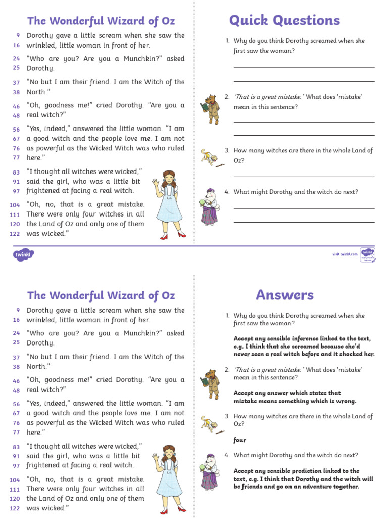 The Wonderful Wizard of Oz Activity Card | PDF | Dorothy Gale | Land Of Oz