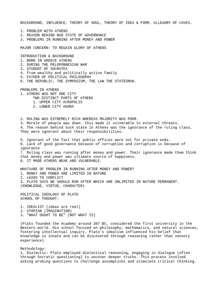 PLATO NOTES | PDF | Plato | Epistemology