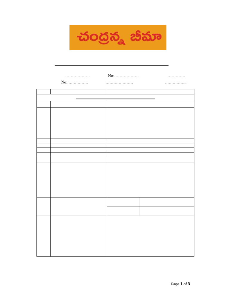 Chandranna Bima Accidental Death Disability App Form | PDF