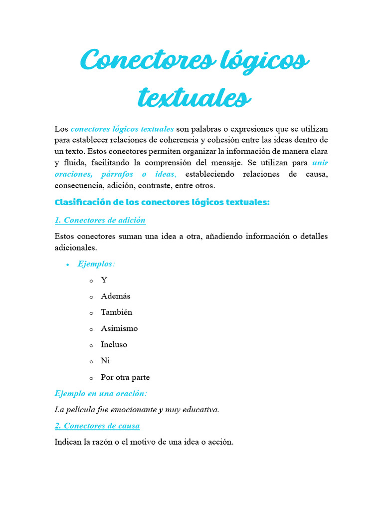 Conectores Lógicos Textuales y Funciones | PDF