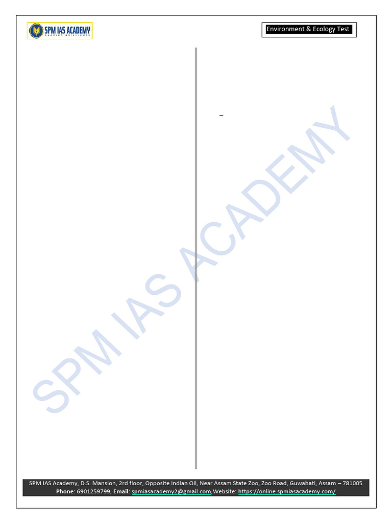 Environment & Ecology Test (Jan-Feb) | PDF | Ecosystem | Primary Production