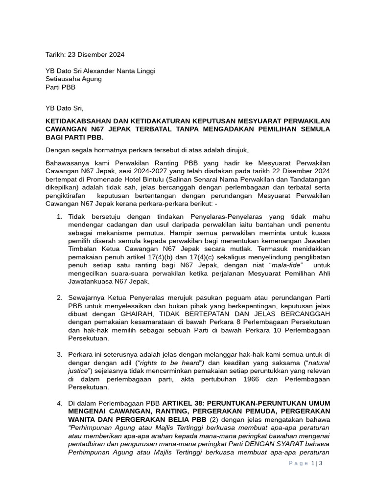 SURAT BANTAHAN | PDF