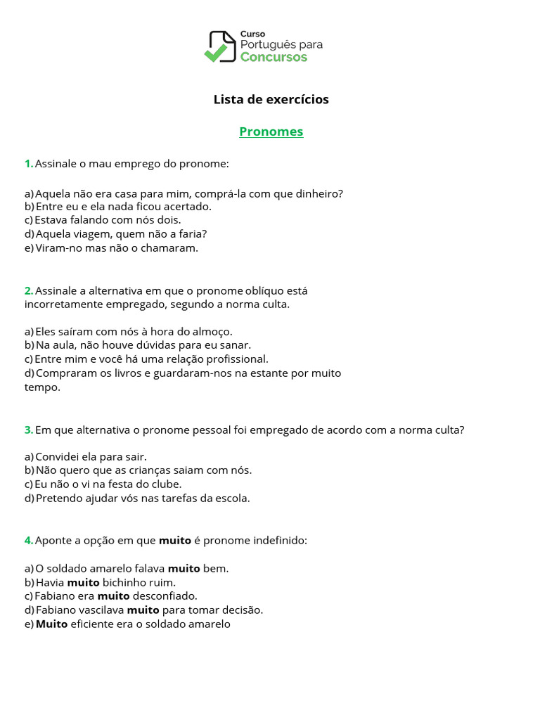 Lista Pronome Pdf Pronome Linguística
