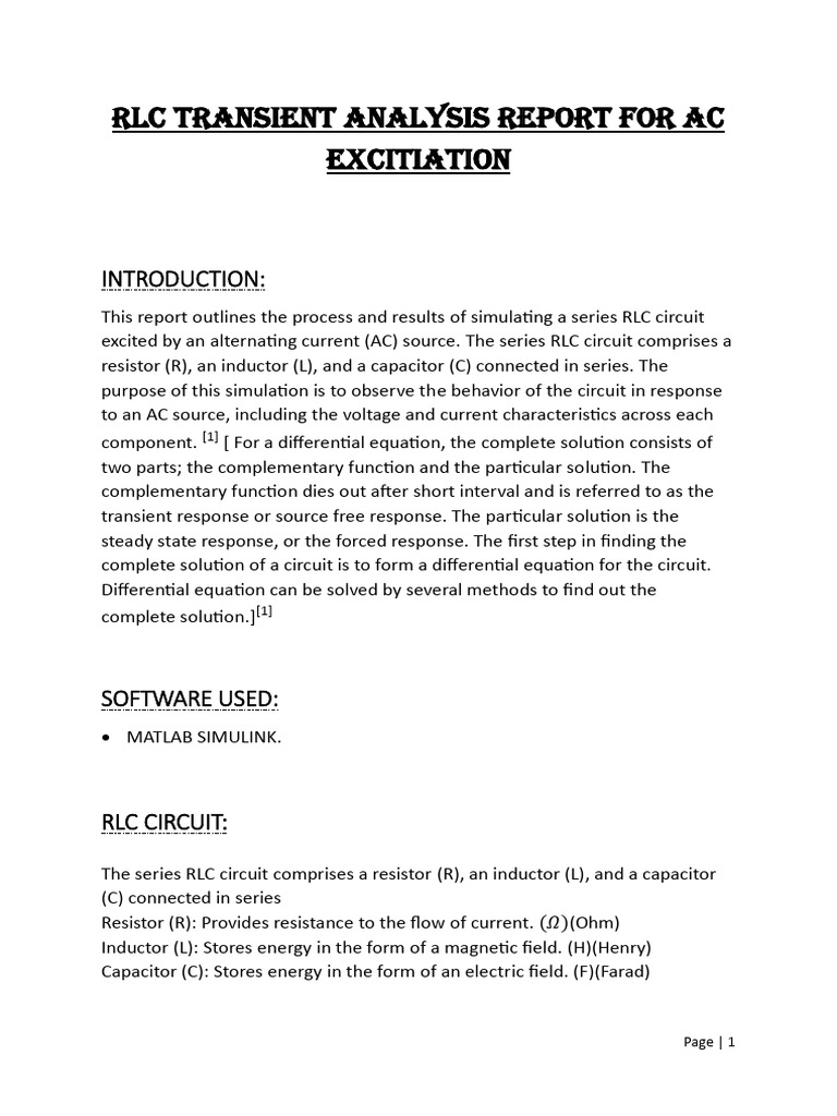 RLC Circuit Transient Analysis Report | PDF | Electrical Network | Damping