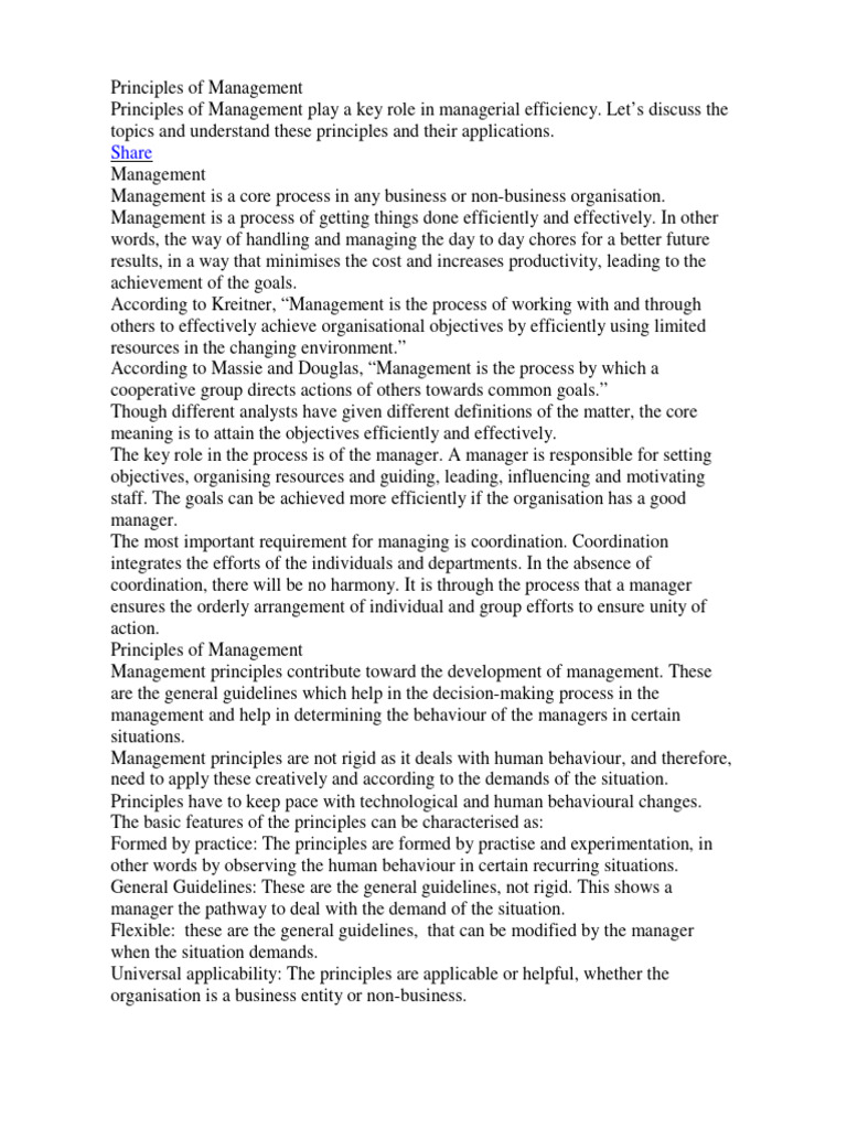 Key Principles of Effective Management | PDF | Goal | Business Economics