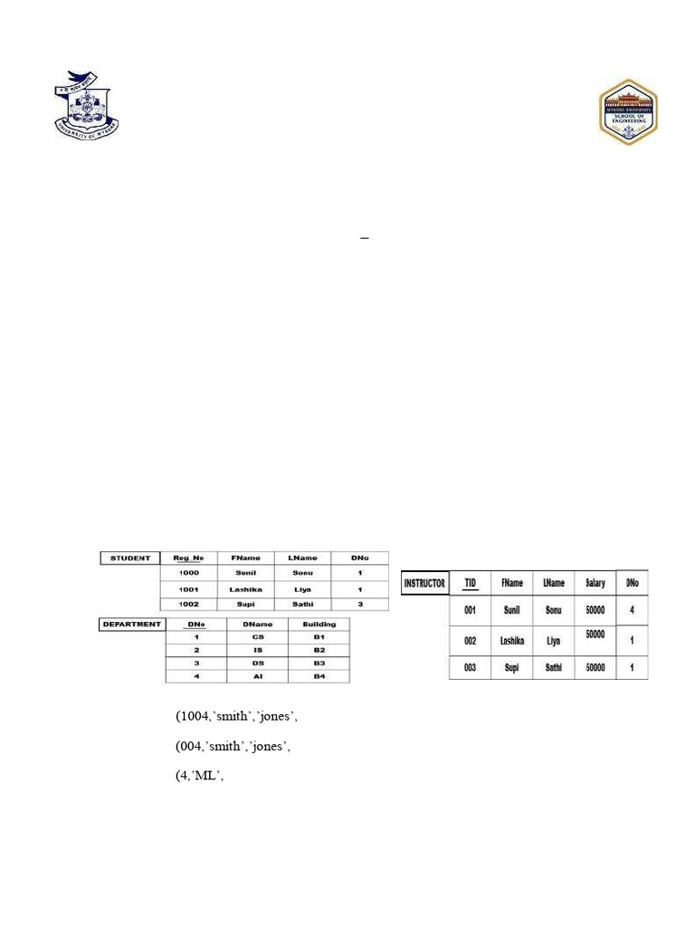 DBMS - (CS&D) Question Bank Module - (2) .. | PDF