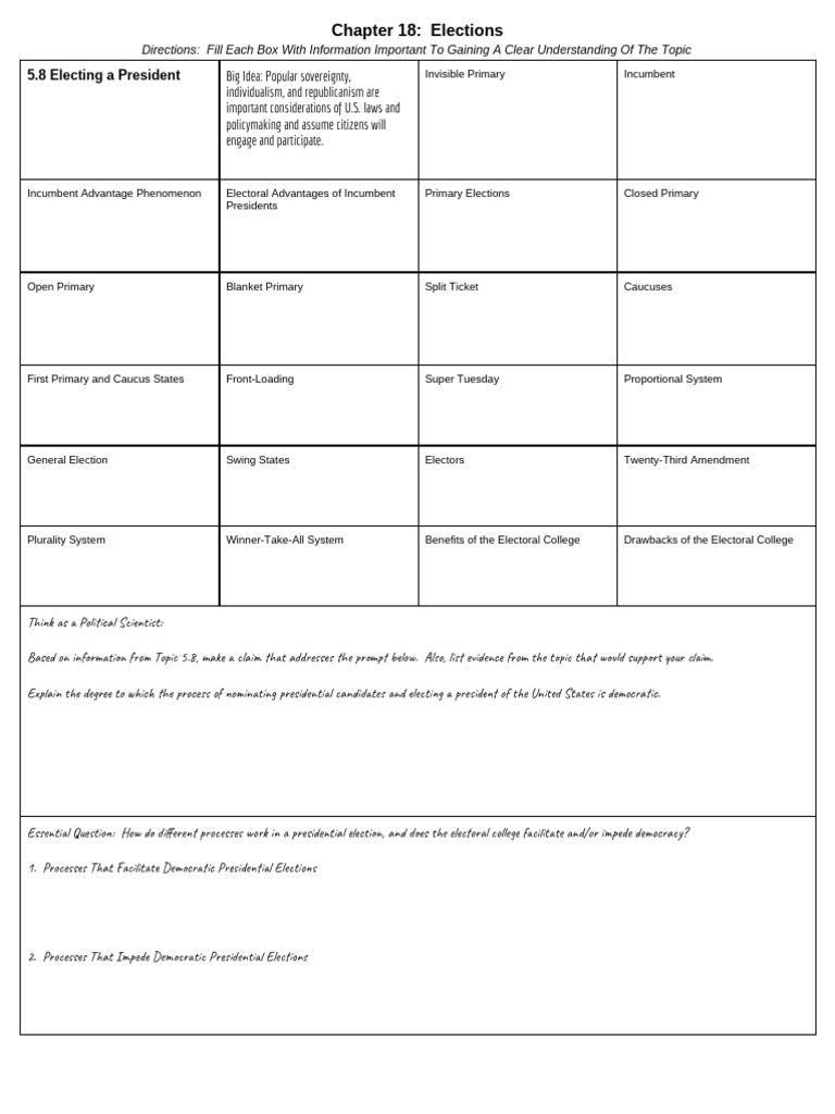 5.8 AMSCO AP Government Reading Guide | PDF